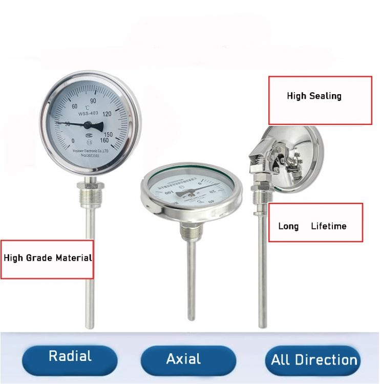 bimetallic gauge, bimetal type thermometer, bimetal temperature gauge