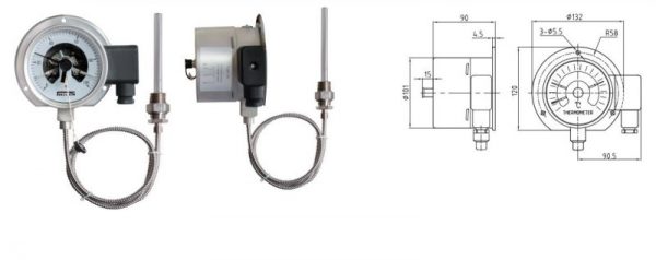 electric contact thermometer, electric contact capillary thermometer ...