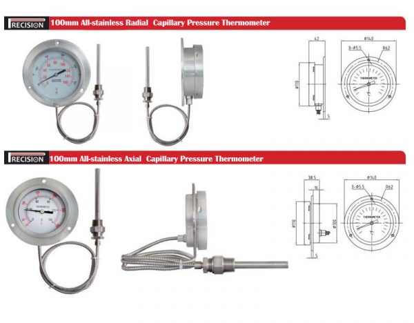 remote expansion thermometer, gas-actuated thermometer, thermometal gauge