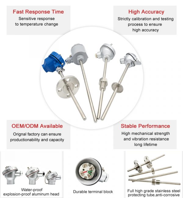 K type temperature sensor, armored thermocouple sensor, K type thermocouple