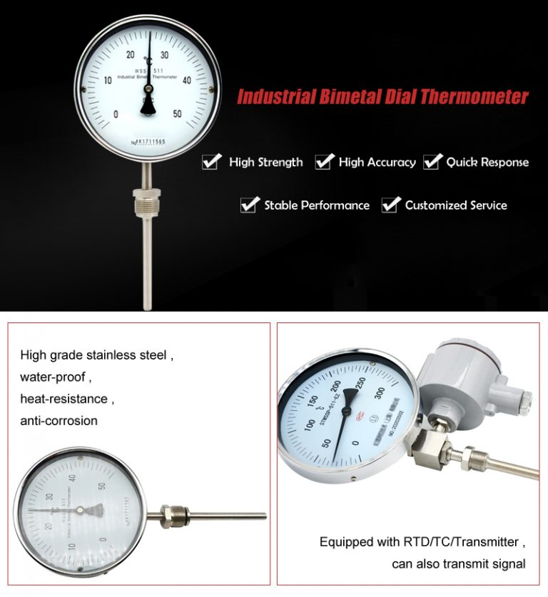 bimetallic gauge, bimetal type thermometer, bimetal temperature gauge