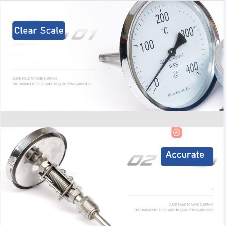 bimetal temperature gauge, bimetal type thermometer, thermometal gauge
